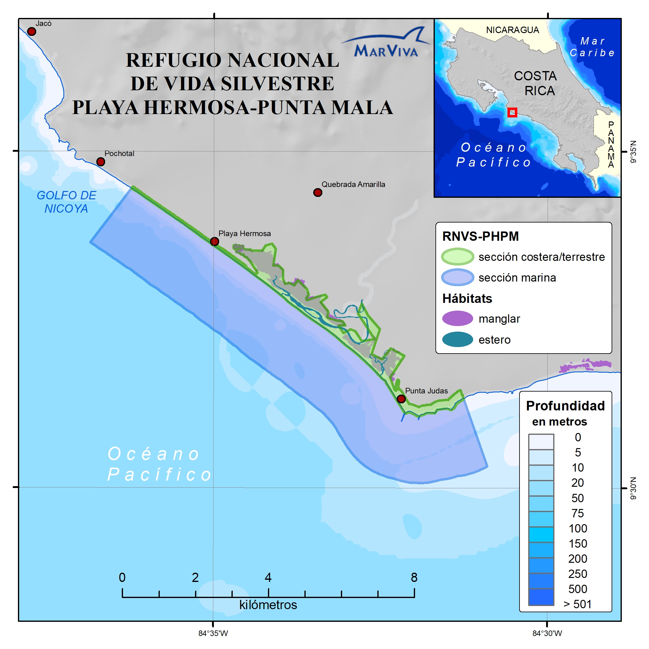 Mapas de Áreas Silvestres Protegidas marino-costeras, CR